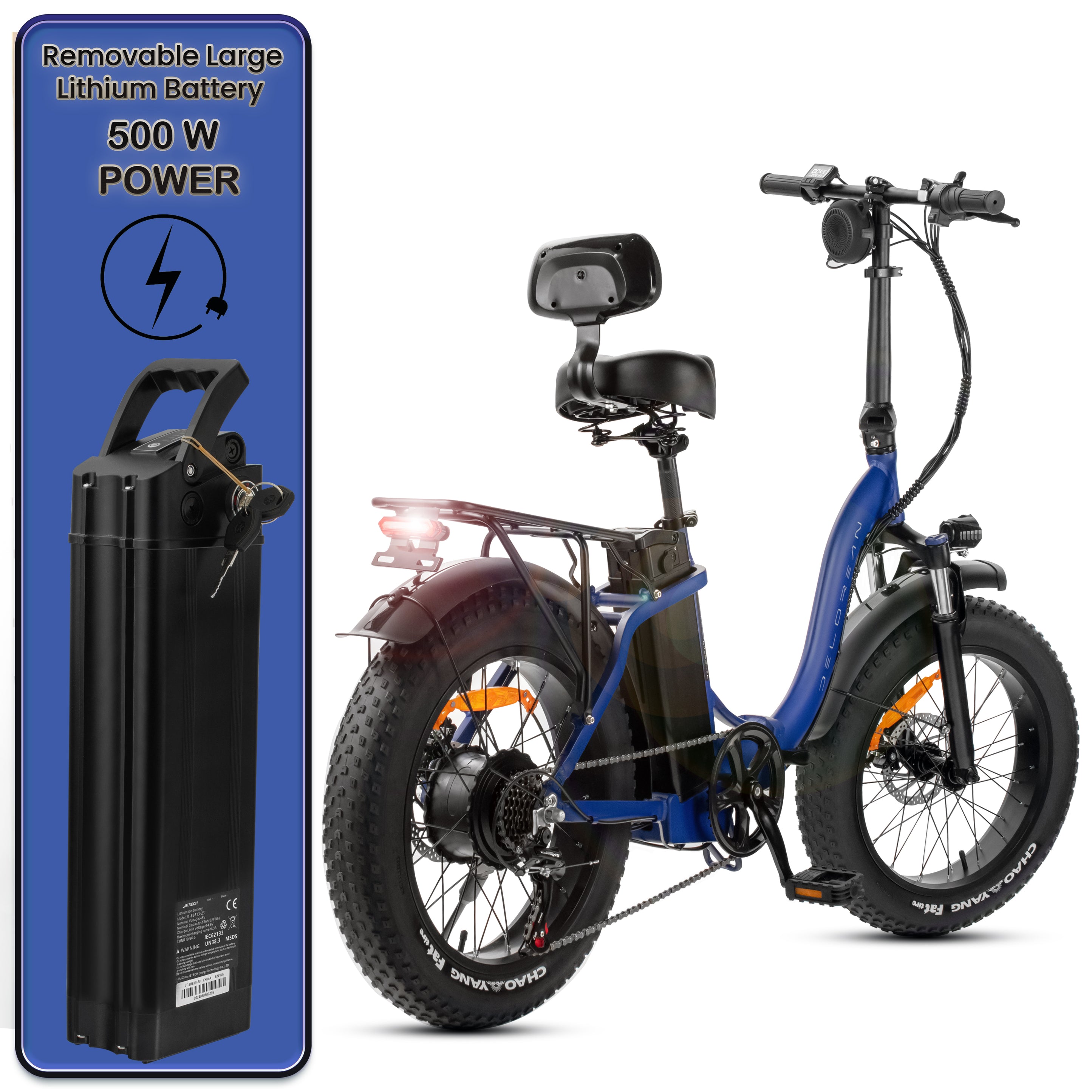 Delorean DM500-Sport Foldable Fat Tire E-Bike (Blue) – Mizari-store